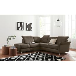Sit & More Ecksofa SIT & MORE "Darwin L-Form", gr&uuml;n (olive), B:249cm T:221cm, Sofas, Ecksofa, inklusive Federkern, wahlweise mit Kopfteilverstellung, Bettfunktion