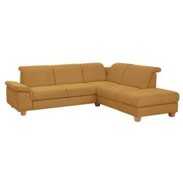 Ecksofa Home Affaire "Dalia L-Form", gelb (senf), B:256cm T:221cm, Luxus-Microfaser Florence (100% Polyester);Luxus-Microfaser weich (90% Polyester, 10% Polyamid);Webstoff (100% Polyester), Sofas, Ecksofa, mit Federkernpolsterung, wahlweise mit Bettfunktion, Bettkasten