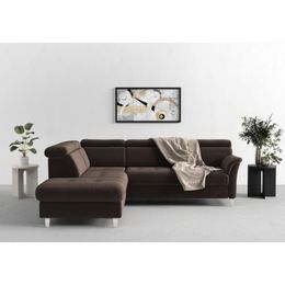 Sit & More Ecksofa SIT & MORE "Marano L-Form", braun (espresso), B:252cm T:216cm, 98% Polyester, 2% Polyamid, Sofas, Ecksofa, inklusive Kopfteilverstellung, wahlweise mit Bettfunktion, Bettkasten