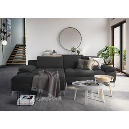 Sit & More Ecksofa SIT & MORE "Latigo L-Form", grau (anthrazit), B:290cm T:163cm, Sofas, Ecksofa, mit Mega-Recamiere, wahlweise mit Bettfunktion und Bettkasten