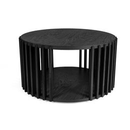 Couchtisch Andas "Drum" Tische Gr. B/H/T: 83 cm x 42 cm x 83 cm, schwarz Couchtische rund oval Holzfurnier aus Eiche, Sproßen massiver Eiche