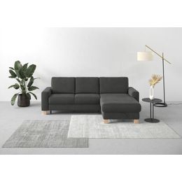 Ecksofa Home Affaire "Summer L-Form", grau (anthrazit), B:249cm H:91cm T:164cm, 95% Polyester, 5% Polyamid, Sofas, Ecksofa, mit Recamiere, mit oder ohne Bettfunktion und Bettkasten, Cord-Bezug
