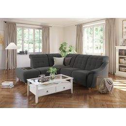 Ecksofa Home Affaire "Boston L-Form", grau, B:272cm, Struktur (100% Polyester);Luxus-Microfaser Florence (100% Polyester);Chenille (100% Polyester);NaturLEDER (reines Rindsleder), Sofas, Ecksofa, Kopfteilverstellung an jeder Sitzfl&auml;che, wahlweise Relaxfunktion