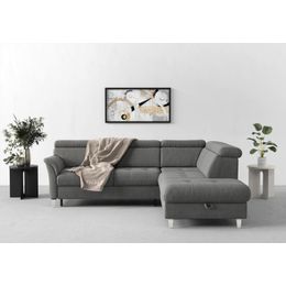 Sit & More Ecksofa SIT & MORE "Marano L-Form", grau, B:252cm T:216cm, 98% Polyester, 2% Polyamid, Sofas, Ecksofa, inklusive Kopfteilverstellung, wahlweise mit Bettfunktion, Bettkasten