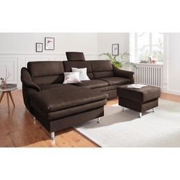 Sit & More Ecksofa SIT & MORE "Cardoso L-Form", braun (dunkelbraun), B:264cm H:90cm T:162cm, Luxus-Microfaser 2 (100% Polyester);Luxus-Microfaser ALTARA NUBUCK (100% Polyester);Luxus-Microfaser 1 (100% Polyester), Sofas, Ecksofa, mit Federkern, wahlweise mit Bettfunktion