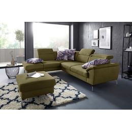 Sit & More Ecksofa SIT & MORE "Percy L-Form", gr&uuml;n, B:270cm T:235cm, Sofas, Ecksofa, 15 cm Fu&szlig;h&ouml;he, Sitztiefenverstellung, wahlweise in 2 Fu&szlig;farben