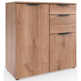 Kombikommode wimex "Level by fresh to go" Sideboards Gr. B/H/T: 81 cm x 84 cm x 41 cm, 2, braun (plankeneiche nachbildung) Kombikommoden 2-türig mit 2 Schubladen, soft-close Funktion, 81cm breit, 84cm hoch