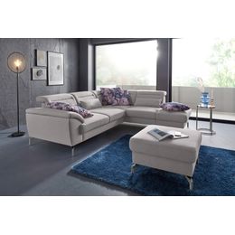 Sit & More Ecksofa SIT & MORE "Percy L-Form", grau, B:270cm H:80cm T:235cm, Sofas, Ecksofa, 15 cm Fu&szlig;h&ouml;he, Sitztiefenverstellung, wahlweise in 2 Fu&szlig;farben