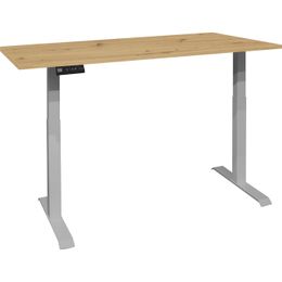 Mäusbacher Schreibtisch MÄUSBACHER "Big System Office" Tische Gr. B: 160 cm, silberfarben (silber, asteiche, silber, asteiche) Schreibtische Breite 160 cm, elektrisch höhenverstellbar