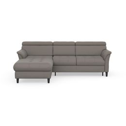 Sit & More Ecksofa SIT & MORE "Marano L-Form", grau (grau 38), B:257cm T:166cm, 100% Polyester, Sofas, Ecksofa, inklusive Kopfteilverstellung, wahlweise mit Bettfunktion, Bettkasten