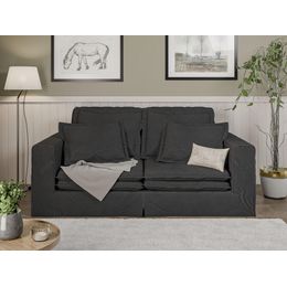 3-Sitzer Home Affaire "ALISSAS BIS mit vielen Kissen, Biesen an den Kissen", grau (anthrazit), B:196cm H:95cm T:108cm, 92% Polyester, 8% Nylon, Sofas, Hussen-Optik, kleine Taschen an der Seite zum Verstauen