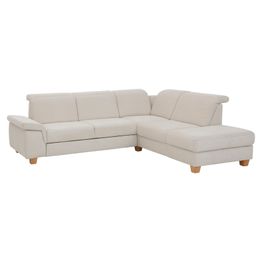 Ecksofa Home Affaire "Dalia L-Form", beige (creme), B:256cm H:83cm T:221cm, Luxus-Microfaser Florence (100% Polyester);Luxus-Microfaser weich (90% Polyester, 10% Polyamid);Webstoff (100% Polyester), Sofas, Ecksofa, mit Federkernpolsterung, wahlweise mit Bettfunktion, Bettkasten