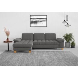 Sit & More Ecksofa SIT & MORE "Westham L-Form", grau, B:275cm H:88cm T:172cm, 90% Polyester 10% Polyamid, Sofas, Ecksofa, mit Recamiere, mit oder ohne Bettfunktion, Bettkasten, F&uuml;&szlig;e Eiche