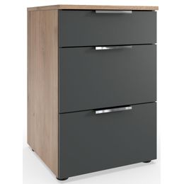 Nachtkommode wimex "Level by fresh to go" Sideboards Gr. B/H/T: 41 cm x 61 cm x 41 cm, 3, schwarz (front graphit, korpus plankeneiche nachbildung) Nachtkonsolen und Nachtkommoden 3 Schubladen mit soft-close Funktion, 41cm breit, 61cm hoch