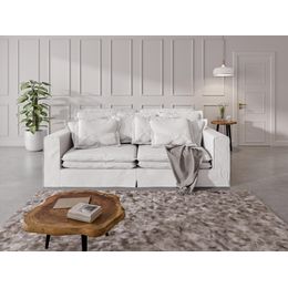 4-Sitzer Home Affaire "ALISSAS mit vielen Kissen, Biesen an den Kissen", beige (creme), B:240cm H:94cm T:146cm, 92% Polyester, 8% Nylon, Sofas, Hussenoptik, mit kleinen Taschen an der Seite zum Verstauen