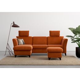 Ecksofa Home Affaire "Trelleborg L-Form", rosa (kupfer), B:249cm H:86cm T:162cm, 95% Polyester, 5% Polyamid, Sofas, Ecksofa, wahlweise mit Bettfunktion und Bettkasten, inkl. Federkern-Polsterung