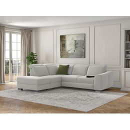 Sit & More Ecksofa SIT & MORE "Dundee L-Form", silber, B:263cm H:86cm T:219cm, Sofas, Ecksofa, mit Federkern und Edelstahlf&uuml;&szlig;en, wahlweise mit Kopfteilverstellung