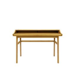 Schreibtisch WOODMAN "Carteret" Tische Gr. B/H/T: 115 cm x 84 cm x 44 cm, braun (eiche) edles Holzfurnier aus Eiche, Gestell Massivholz, Breite 115 cm