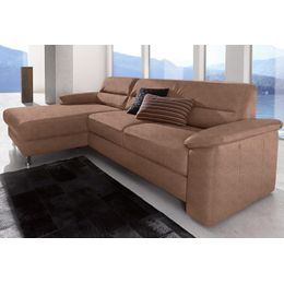 Sit & More Ecksofa SIT & MORE "Ascara L-Form", braun, B:251cm H:85cm T:165cm, NaturLeder;Luxus-Microfaser (100% Polyester);Softlux-Kunstleder;Primabelle-Microfaser (100% Polyester), Sofas, Ecksofa, inklusive Boxspring/Federkern-Polsterung, wahlweise mit Bettfunktion, Topseller