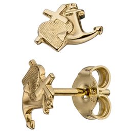 Paar Ohrstecker Jobo "Glaube Liebe Hoffnung" Ohrringe Gr. Gelbgold 333, goldfarben (gelbgold 333) Damen Ohrstecker 333 Gold