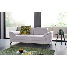 Sit & More 2-Sitzer SIT & MORE "Percy", silber, B:197cm T:112cm, Sofas, Clog, 12 cm Fu&szlig;h&ouml;he, Sitztiefenverstellung, wahlweise Kopfteilverstellung