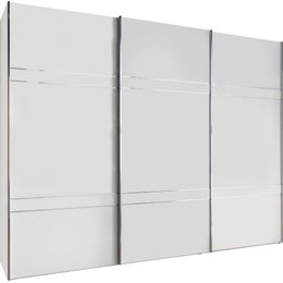 Schwebetürenschrank Wiemann "Rialto" Schränke Gr. B/H/T: 295,2 cm x 236 cm x 67 cm, 3 St., weiß (weiß, glas) Schranksysteme und Schrankserien hochwertige Glasfront mit Querriegeln