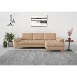 Sit & More Ecksofa SIT & MORE "Westham L-Form", braun (macciato), B:275cm H:88cm T:172cm, 100% Polyester, Sofas, Ecksofa, mit Recamiere, mit oder ohne Bettfunktion, Bettkasten, F&uuml;&szlig;e Eiche