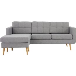 Ecksofa Home Affaire "Brest L-Form", grau, B:205cm H:84cm T:150cm, Struktur fein (100% Polyester);Luxus-Microfaser Vintageoptik (100% Polyester);Luxus-Microfaser (100% Polyester), Sofas, Ecksofa, mit Knopfheftung und Steppung im R&uuml;cken, geradliniges Design