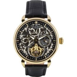 Automatikuhr Carl von Zeyten "Neukirch" Armbanduhren schwarz (schwarz, schwarz) Herren Hochzeitsmode Armbanduhr, mechanische Uhr, Herrenuhr, Skelettuhr, Made in Germany