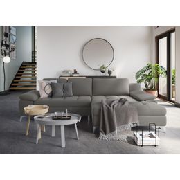 Sit & More Ecksofa SIT & MORE "Latigo L-Form", braun (schlamm), B:290cm T:163cm, Sofas, Ecksofa, mit Mega-Recamiere, wahlweise mit Bettfunktion und Bettkasten