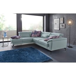 Sit & More Ecksofa SIT & MORE "Percy L-Form", blau (aqua), B:270cm T:235cm, Sofas, Ecksofa, 15 cm Fu&szlig;h&ouml;he, Sitztiefenverstellung, wahlweise in 2 Fu&szlig;farben