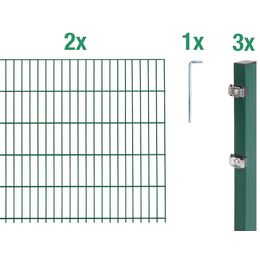 Alberts Doppelstabmattenzaun "Grundset" Zaunelemente Höhe: 80 - 160 cm, Gesamtlänge: 4 - 30 m, zum Einbetonieren Gr. H/L: 80 cm x 4 m, grün Zaunelemente