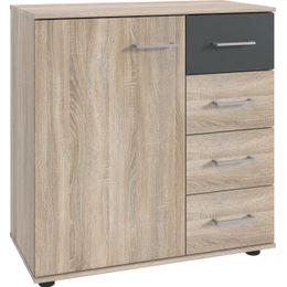 Kombikommode wimex "Taiga" Sideboards Gr. B/H/T: 81 cm x 83 cm x 41 cm, 4, grau (eiche sägerau nachbildung, graphit) Kombikommoden 1 türig und 4 Schubladen