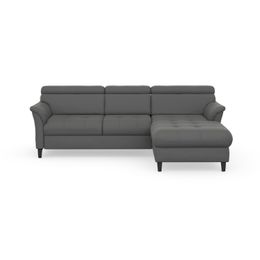 Sit & More Ecksofa SIT & MORE "Marano L-Form", grau (steel), B:257cm T:166cm, 100% Polyester, Sofas, Ecksofa, inklusive Kopfteilverstellung, wahlweise mit Bettfunktion, Bettkasten