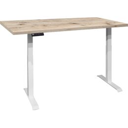 Mäusbacher Schreibtisch MÄUSBACHER "Big System Office" Tische Gr. B: 140 cm, weiß (weiß matt, sandeiche, sandeiche) Schreibtische Breite 140 cm, elektrisch höhenverstellbar