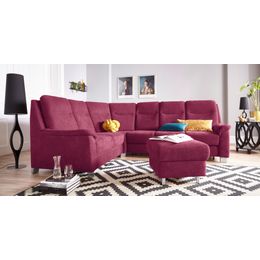 Sit & More Ecksofa SIT & MORE "Boccaccio L-Form", lila (chianti), B:265cm H:104cm T:215cm, Kunstleder SOFTLUX;Luxus-Microfaser (90% Polyester, 10% Polyamid);Flachgewebe (100% Polyester), Sofas, Ecksofa, mit Federkern und Kopfteilverstellung, wahlweise mit Bettfunktion
