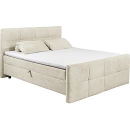 Boxbett ED EXCITING DESIGN "Tijuana", beige (creme), B:182cm L:225cm, 92% Polyester, 8% Nylon, Komplettbetten, Boxspringbett, inkl. zwei Bettkästen