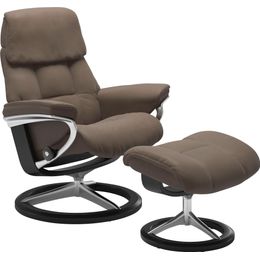 Relaxsessel stressless "Ruby", braun (mole batick), B:78cm H:100cm T:76cm, Leder PALOMA: durchgef&auml;rbtes Semianilin-M&ouml;belleder;Leder BATICK: durchgef&auml;rbtes und genarbtes M&ouml;belleder, Sessel, Relaxsessel, mit Signature Base, Gr&ouml;&szlig;e M, Gestell Eiche, Wenge, Braun & Schwarz