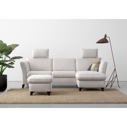 Ecksofa Home Affaire "Trelleborg L-Form", silber, B:249cm H:86cm T:162cm, 95% Polyester, 5% Polyamid, Sofas, Ecksofa, wahlweise mit Bettfunktion und Bettkasten, inkl. Federkern-Polsterung