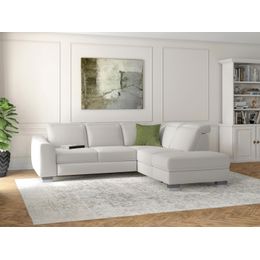 Sit & More Ecksofa SIT & MORE "Dundee L-Form", silber, B:263cm H:86cm T:219cm, Sofas, Ecksofa, mit Federkern und Edelstahlf&uuml;&szlig;en, wahlweise mit Kopfteilverstellung