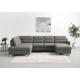 Sit & More Wohnlandschaft SIT & MORE "Far&ouml; U-Form", braun (schlamm), B:325cm H:90cm T:187cm, Sofas, Wohnlandschaft, inklusive Federkern, wahlweise mit Bettfunktion und Bettkasten