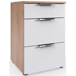 Nachtkommode wimex "Level by fresh to go" Sideboards Gr. B/H/T: 41 cm x 61 cm x 41 cm, 3 St., weiß (front weiß, korpus plankeneiche nachbildung) 3 Schubladen mit soft-close Funktion, 41cm breit, 61cm hoch