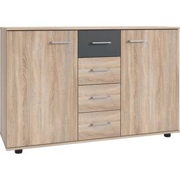 Kombikommode wimex "Taiga" Sideboards Gr. B/H/T: 130 cm x 83 cm x 41 cm, 4 St., grau (eiche sägerau nachbildung, graphit) obere Schublade in Absatzfarbe oder uni weiß