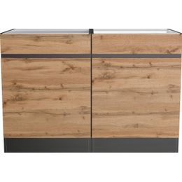 Spülenschrank KOCHSTATION "KS-Riesa" Schränke Gr. B/H/T: 120 cm x 82 cm x 60 cm, 2 St., braun (wotaneiche) Breite 120 cm, MDF-Fronten