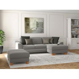 Sit & More Ecksofa SIT & MORE "Dundee L-Form", grau, B:264cm H:86cm T:175cm, Sofas, Ecksofa, mit Federkern und Massivholzf&uuml;&szlig;en, wahlweise mit Kopfteilverstellung