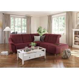 Ecksofa Home Affaire "Boston L-Form", rot (bordeaux), B:272cm, Struktur (100% Polyester);Luxus-Microfaser Florence (100% Polyester);Chenille (100% Polyester);NaturLEDER (reines Rindsleder), Sofas, Ecksofa, Kopfteilverstellung an jeder Sitzfl&auml;che, wahlweise Relaxfunktion