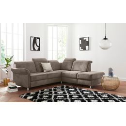 Sit & More Ecksofa SIT & MORE "Darwin L-Form", braun (savannah), B:249cm T:221cm, Sofas, Ecksofa, inklusive Federkern, wahlweise mit Kopfteilverstellung, Bettfunktion