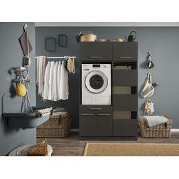 Mehrzweckschrank-Set LAUNDREEZY "LAUNDREEZY LDSK5" Kastenmöbel-Sets Gr. B/H/T: 117,5 cm x 200 cm x 67,5 cm, grau (anthrazit) Schranksysteme und Schrankserien Breite 117,5 cm