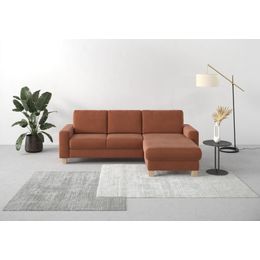 Ecksofa Home Affaire "Summer L-Form", rosa (kupfer), B:249cm H:91cm T:164cm, 95% Polyester, 5% Polyamid, Sofas, Ecksofa, mit Recamiere, mit oder ohne Bettfunktion und Bettkasten, Cord-Bezug