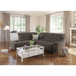 Ecksofa Home Affaire "Boston L-Form", braun, B:272cm, Struktur (100% Polyester);Luxus-Microfaser Florence (100% Polyester);Chenille (100% Polyester);NaturLEDER (reines Rindsleder), Sofas, Ecksofa, Kopfteilverstellung an jeder Sitzfl&auml;che, wahlweise Relaxfunktion